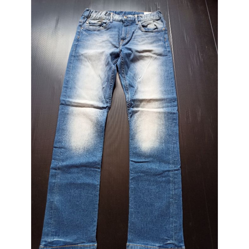 ee237 H&M ยีนส์เอวกลางผ้ายืดขาตรงมือสอง เอว 29 | Shopee Thailand