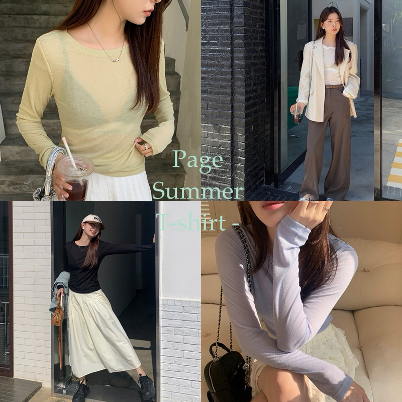 cpjgirlxx | Page summer top - 4col [SS24] เสื้อยืดแขนยาวแบบบาง ซีทรู เลเยอร์ | Shopee Thailand