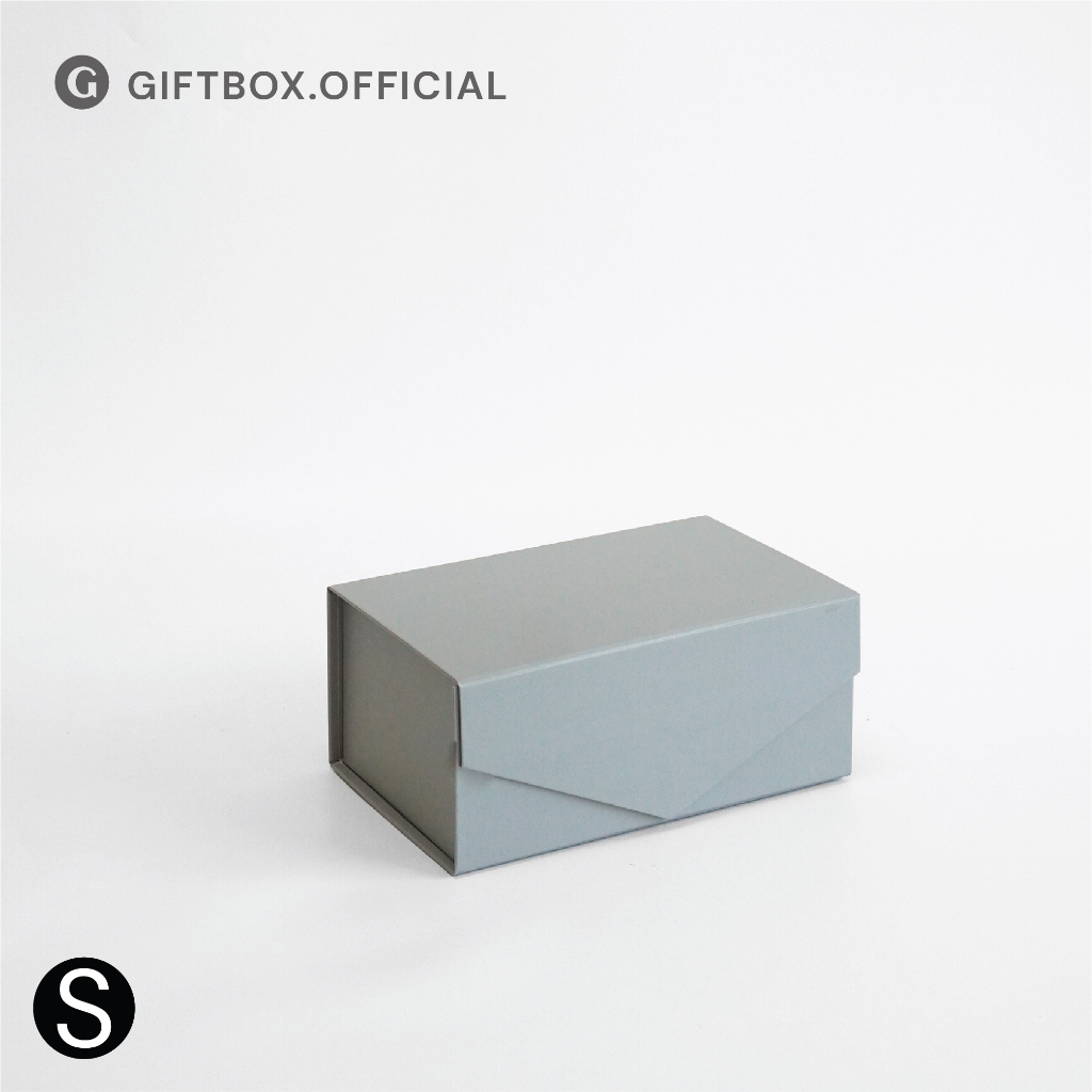 Gift box - Magnetic foldable box - Grey : size S ปากแหลม กล่องพับได้ ...