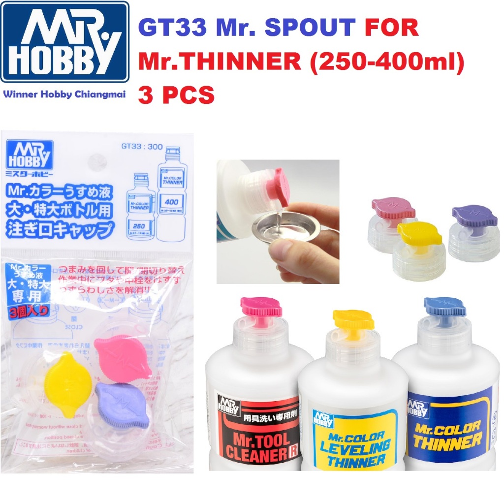 Mr. Hobby GT33 Mr.SPOUT for Mr.THINNER 250,400ml ฝาปิดขวดทินเนอร์ มีวาล์วเปิดปิด 3 PCS | Shopee ...