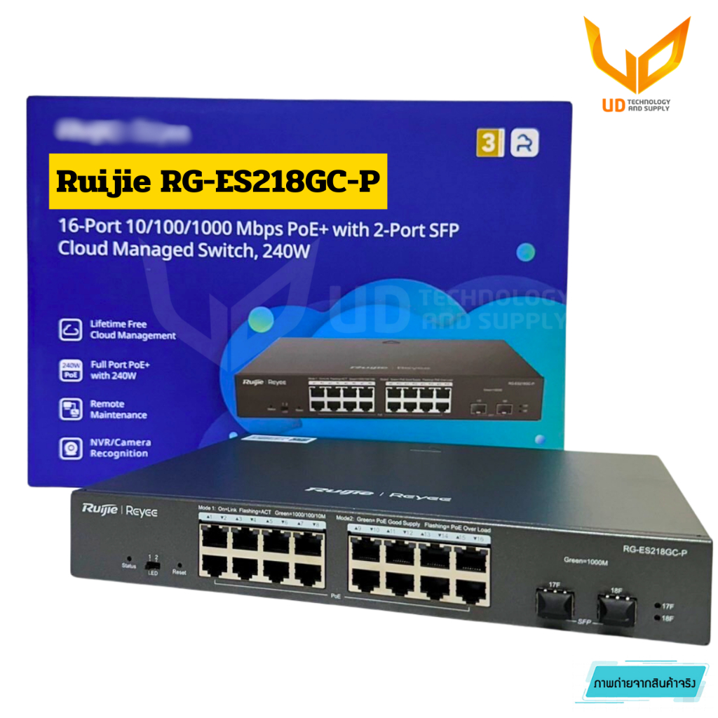 Ruijie RG-ES218GC-P 18 Port Gigabit Smart Cloud Mananged PoE Switch รับประกัน 3 ปี ** พร้อมส่ง ...