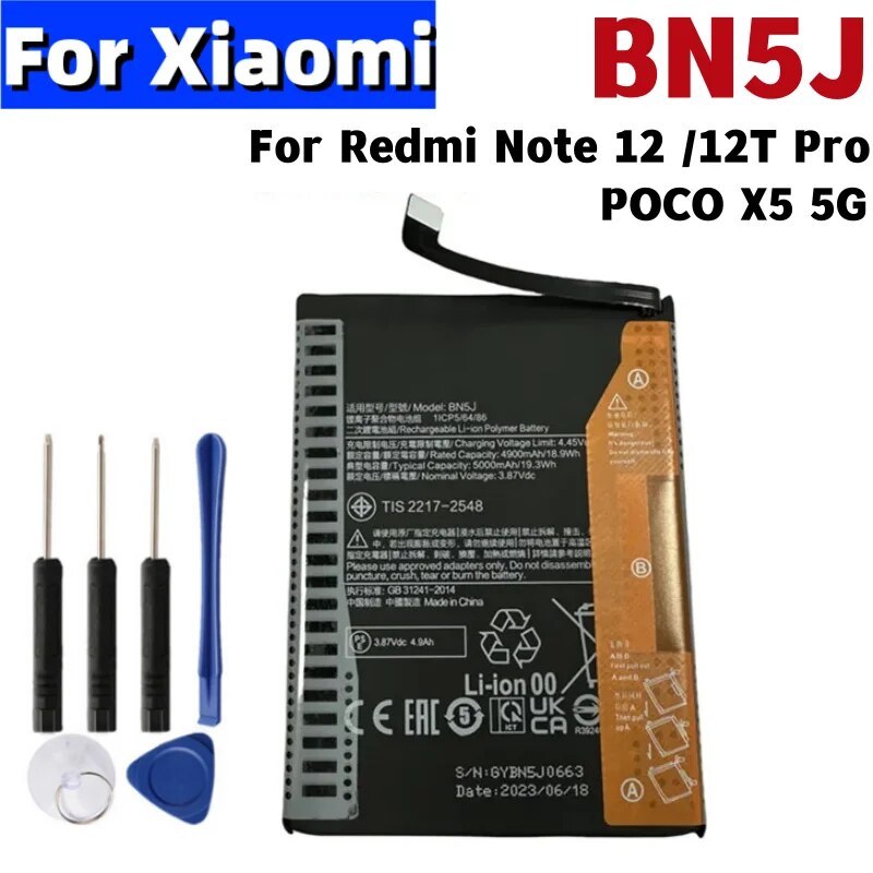 แบตเตอรี่ BN5J สำหรับ Xiaomi redmi Note 12 5G / 12T Pro / X5 poco 5G ...