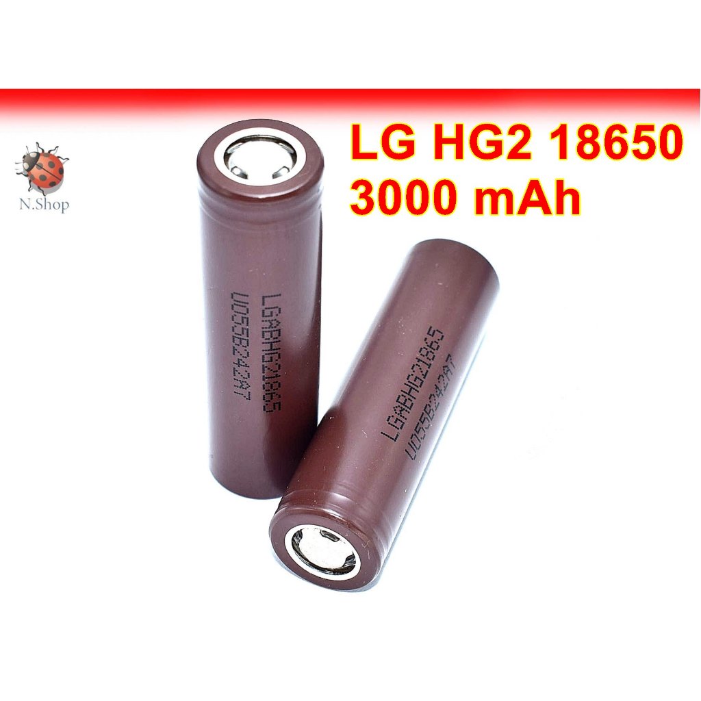 3000mAh Rechargeable Li-ion Battery แบตเตอรี่ 18650 LG HG2 หัวแบน ...
