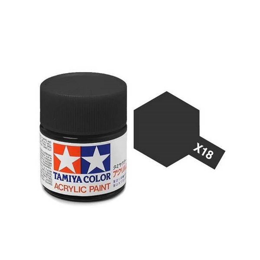 Tamiya Acrylic Paint X-18 (Semi Gloss Black) | Shopee Thailand
