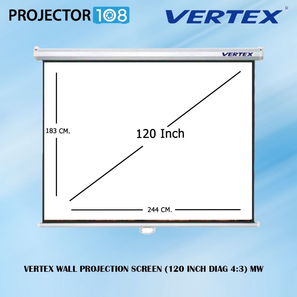 VERTEX Wall Projection Screen 120 Inch อัตราส่วน 4:3 (244 x 183 cm.) MW ...