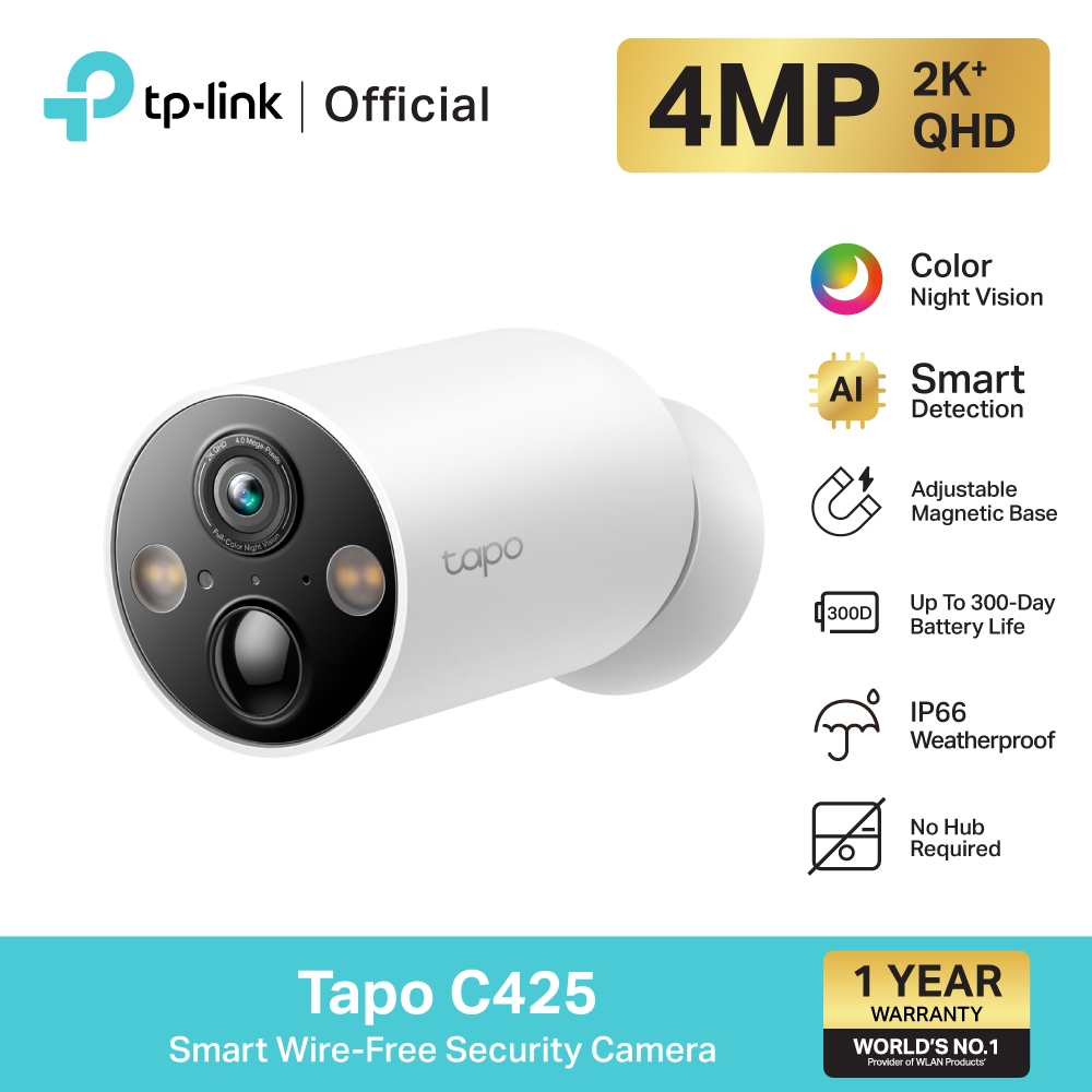 TP-Link Tapo C425 กล้องวงจรปิดไร้สาย4MP 2K QHD IP66 / Tapo C425 KIT ...