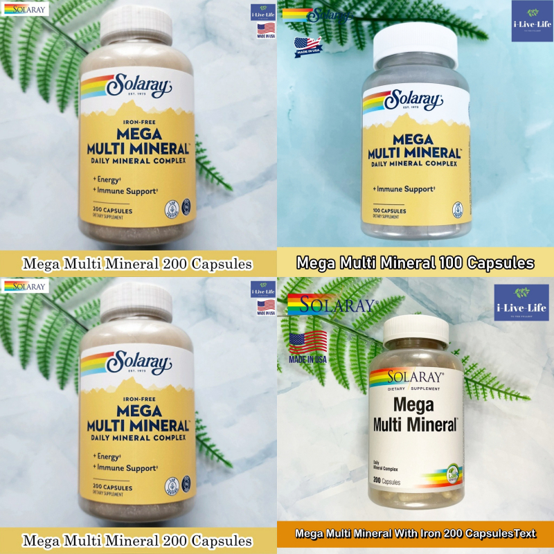 Solaray - Mega Multi Mineral With iron or Iron-free แร่ธาตุรวม 15 ชนิด ...
