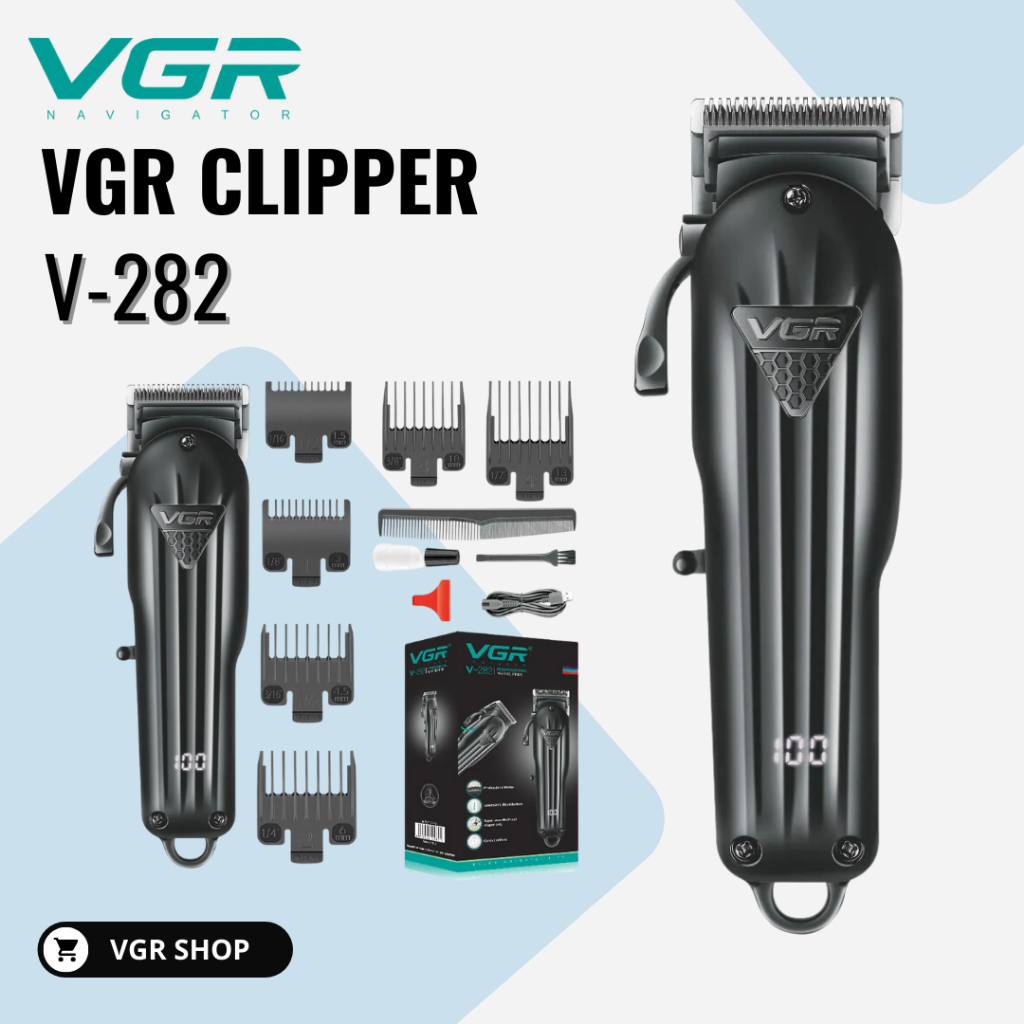 VGR รุ่น V-282 ปัตตาเลี่ยนตัดผมไร้สาย ดีไซน์สวย มีหน้าจอ LED ตัว Clipper เน้นตัดผม | Shopee Thailand