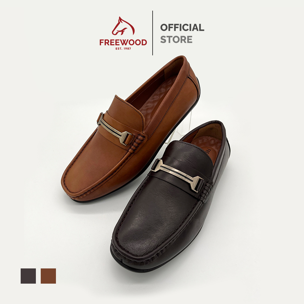 FREEWOOD CASUAL SHOES รองเท้าลำลองผู้ชาย หนังแท้ รุ่น 84-959 สีน้ำตาล ...