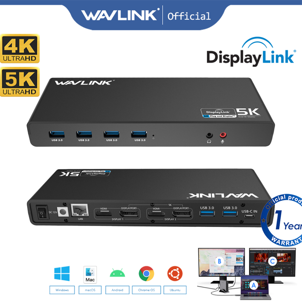 Wavlink ฮับ USB 5K dual 4K HDMI สําหรับแล็ปท็อป For Labtop รุ่น WL ...