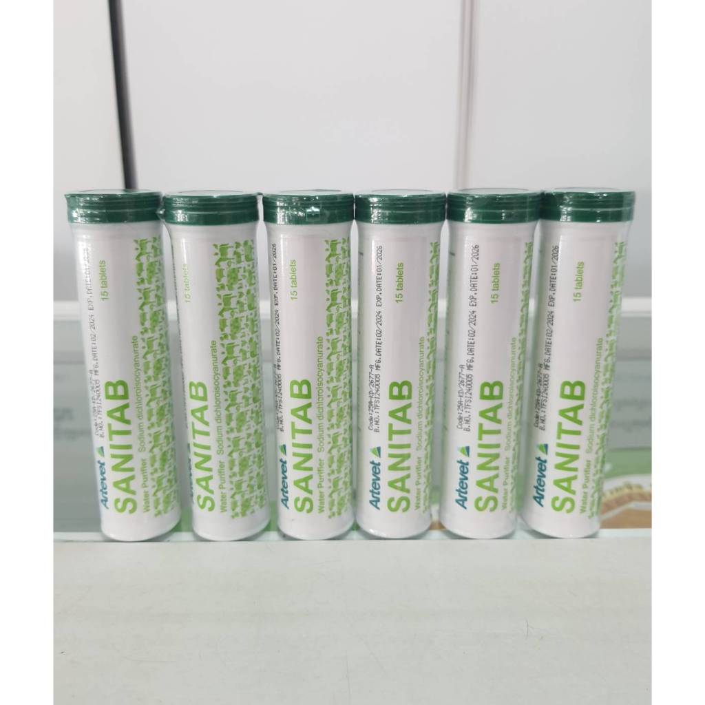 ผลิตภัณฑ์คลอรีนเม็ดฟู่ SANITAB (15เม็ด/หลอด) จำนวน 6 หลอด | Shopee Thailand