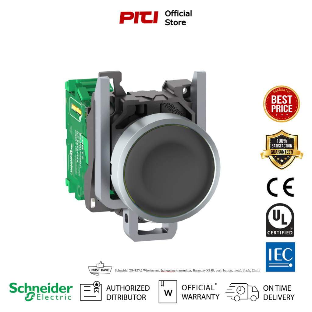 Schneider ZB4RTA2 Wireless and batteryless transmitter, push button ...