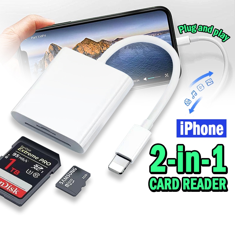 การ์ดรีดเดอร์ 2 in 1 ตัวอ่าน card reader OTG IP to SD+TF เครื่องอ่าน ...