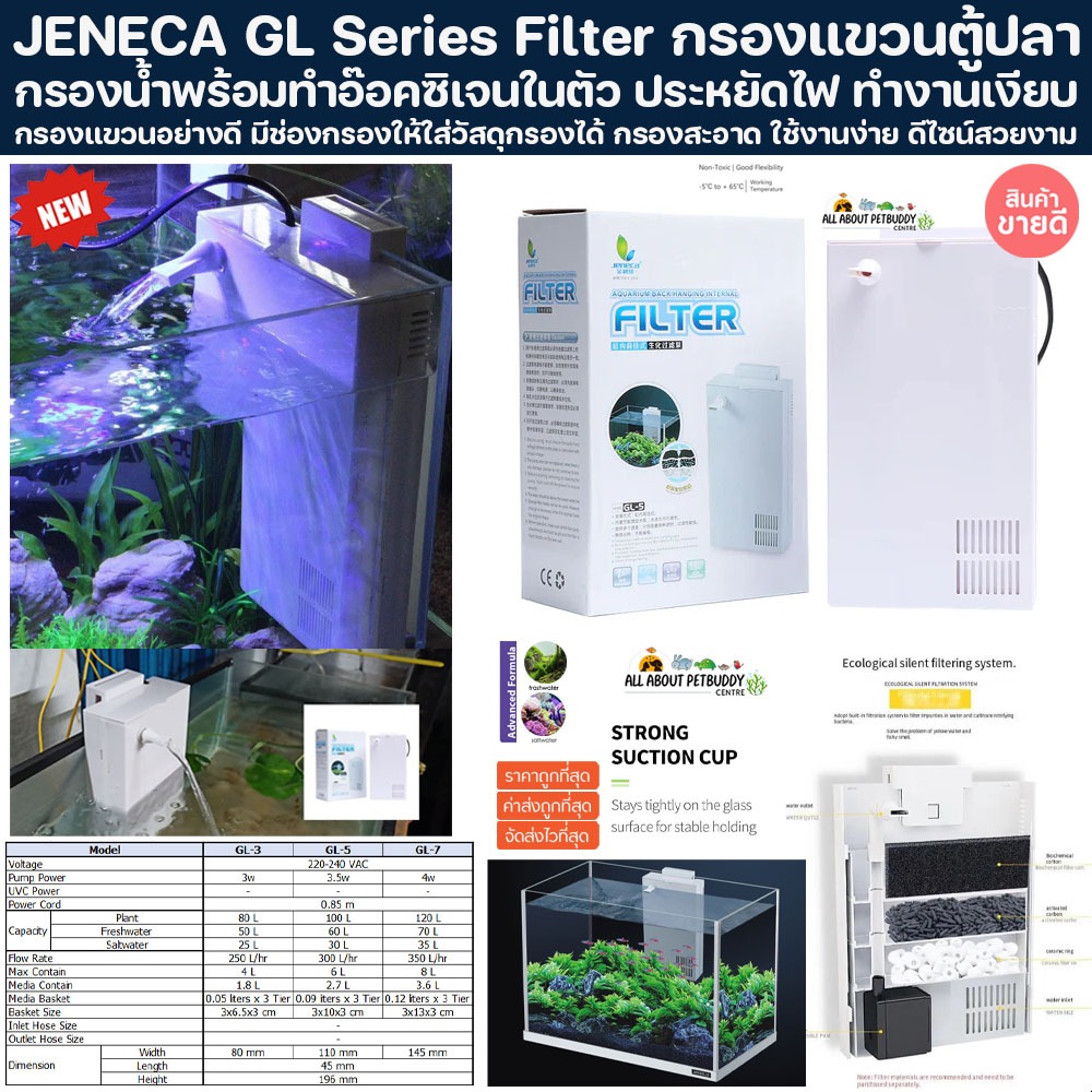 JENECA GL Series Filter ปั๊มประหยัดไฟ รุ่นใหม่ล่าสุด กรองแขวนตู้ปลา ...