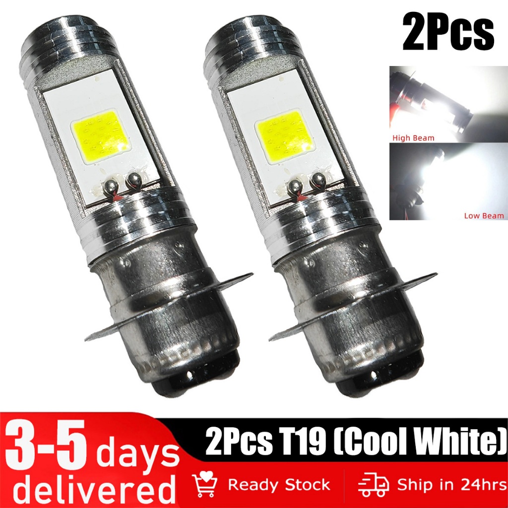 2 ชิ้นไฟหน้ารถจักรยานยนต์ไฟ LED หลอดไฟ P15D T19 Cool White Beam ...