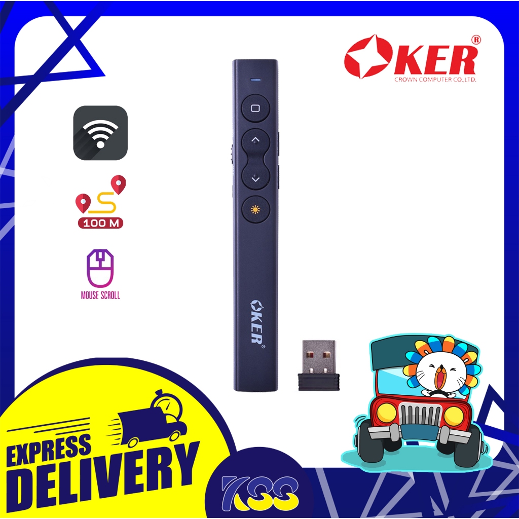 รีโมทเลเซอร์ OKER Pointer Rechargeable Presenter รุ่น P-125 เชื่อมต่อง่าย เปิดบิลใบกำกับภาษีได้ ...