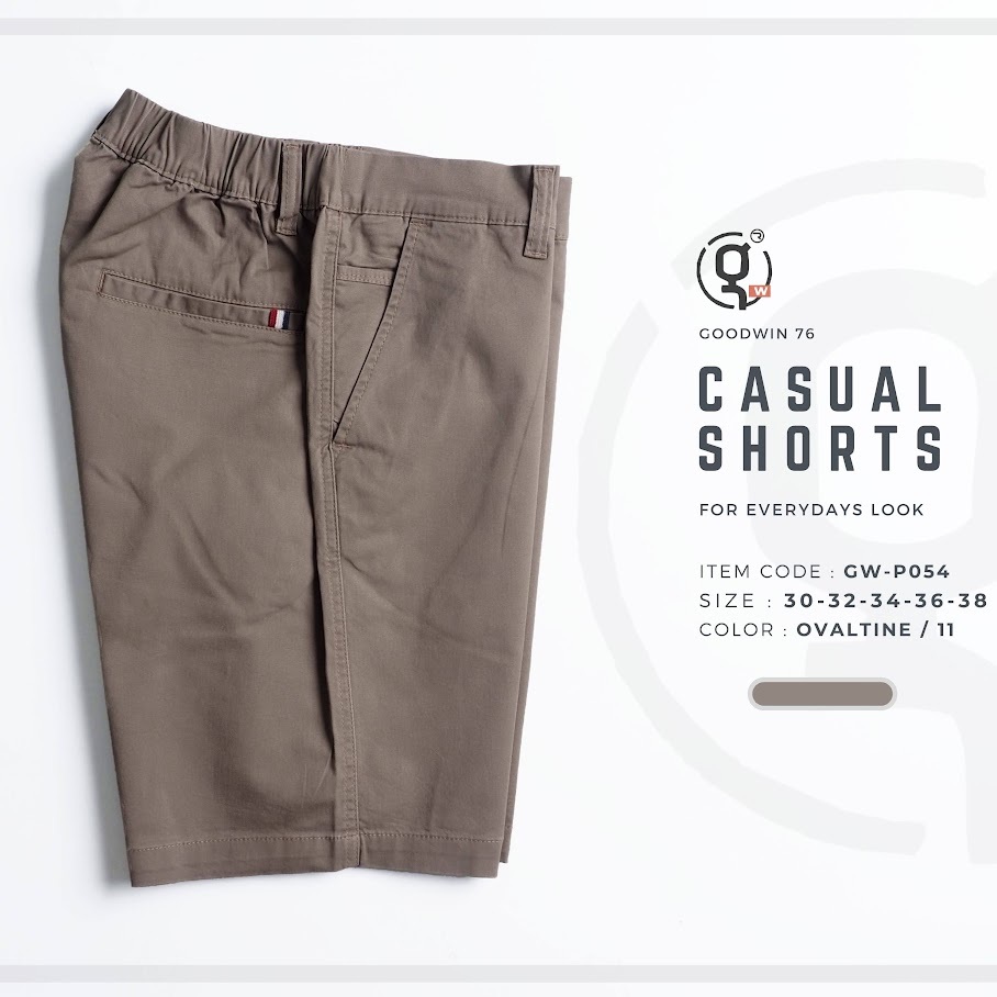 ⚡GW⚡P054 กางเกงขาสั้น ผู้ชาย เอวสม็อค ผ้ายืด คอตต้อน สีพื้น ยาว 17.5-20.5 นิ้ว ไซส์ 30-38 ...