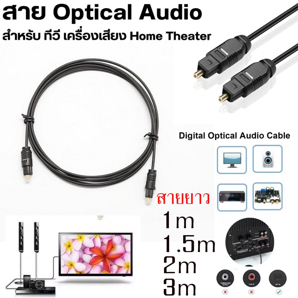 สาย Optical สายออฟติคอล สาย Digital Audio Optical Optic Fiber SPDIF ...
