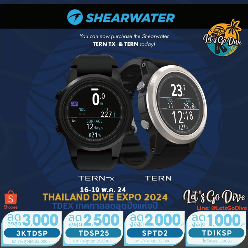 Shearwater Tern และ Tern TX - Dive Computers - นาฬิกาดำน้ำ ไดฟ์คอม ...