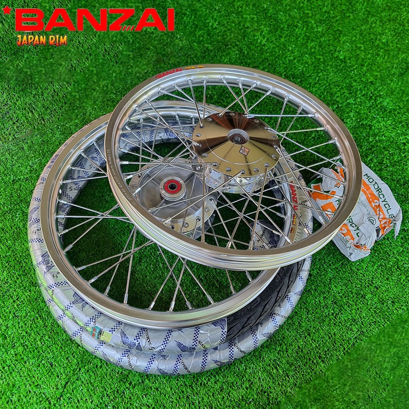 ชุดล้อพร้อมใส่ Banzai ชุดล้อบันไซเงิน พร้อมยางนอก/ใน 1.4 BANZAI ดรีมดร ...