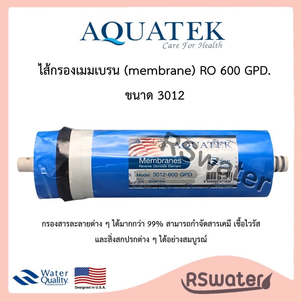 Aquatek อาร์โอ เมมเบรน 600 แกลลอนต่อวัน 3012 RO Membrane 600 GPD ...