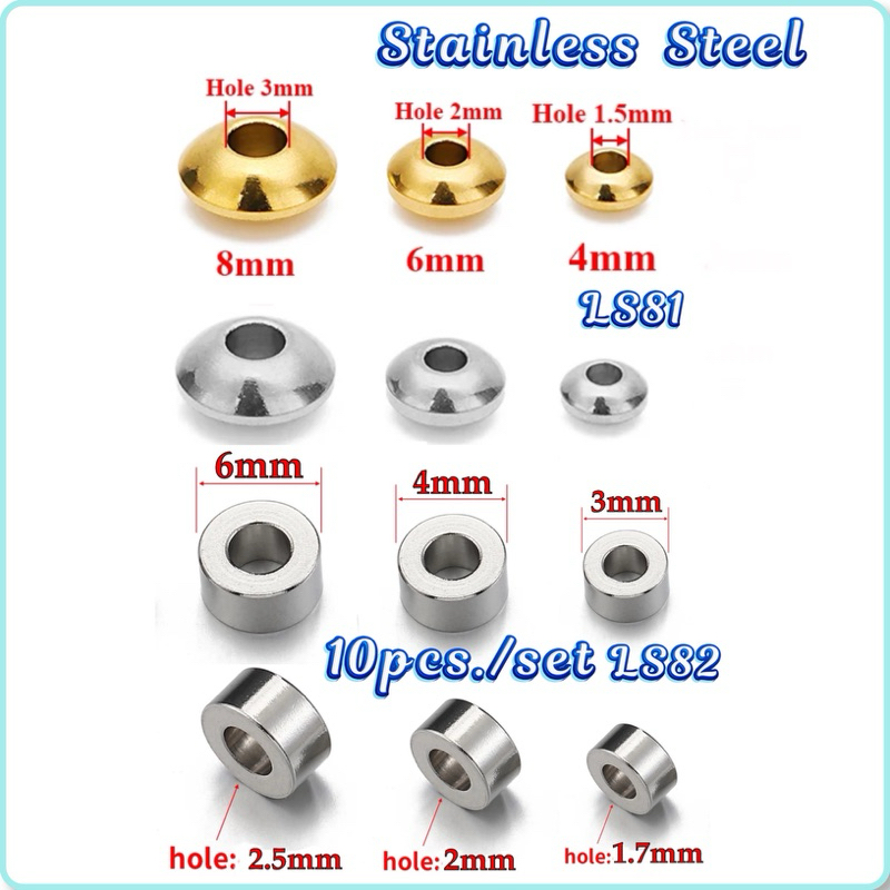LS81-LS82 ลูกปัดสแตนเลสแท้ 100% 10ชิ้น/เซ็ต | Shopee Thailand