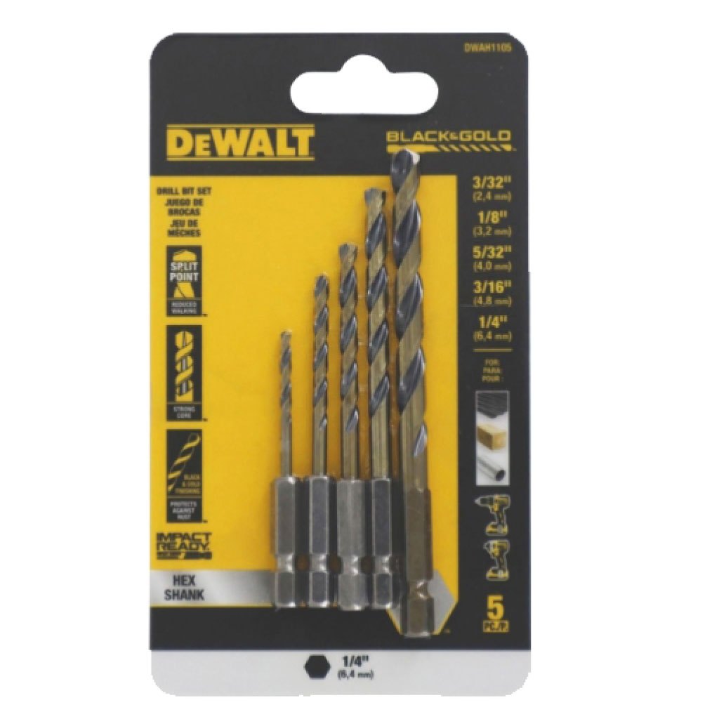 DEWALT รุ่น DWAH1105 ชุดดอกสว่าน 5 ดอก/ชุด BLACK&GOLD | Shopee Thailand