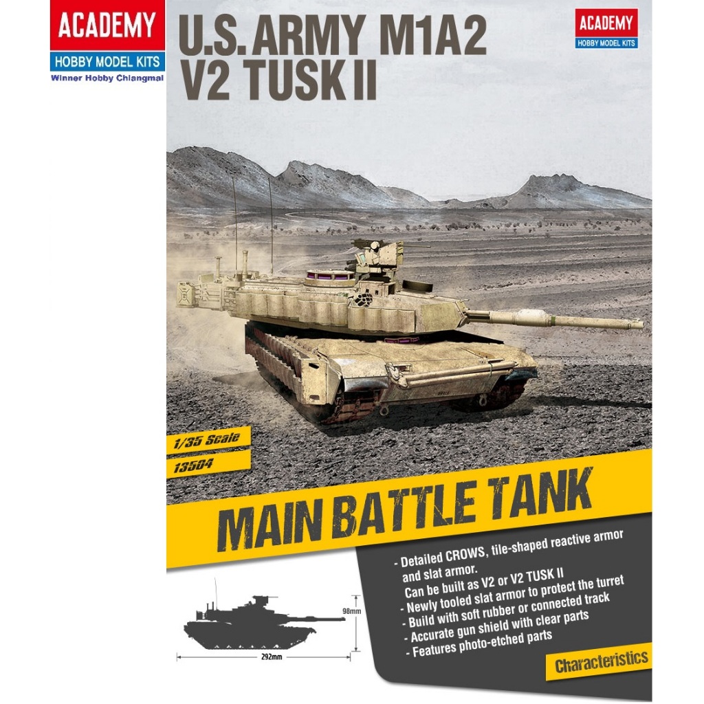 โมเดลรถถัง Academy 13504 U.S. Army M1A2 V2 Tusk II scale 1/35 | Shopee ...