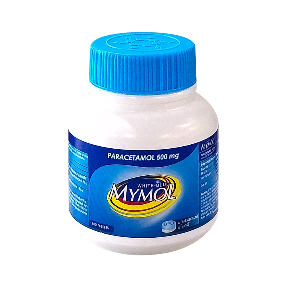 Mymol พารา ฟ้า ขาว500 mg. มายมอล ไวท์ บลู 100 เม็ด พาราเซตามอล | Shopee ...
