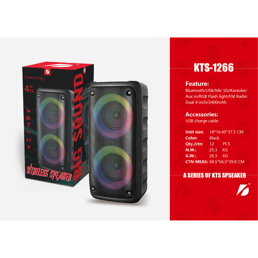 KTS-1266 4นิ้ว*2 ลำโพงบลูทูธรุ่น KTS ดอกลำโพง | Shopee Thailand