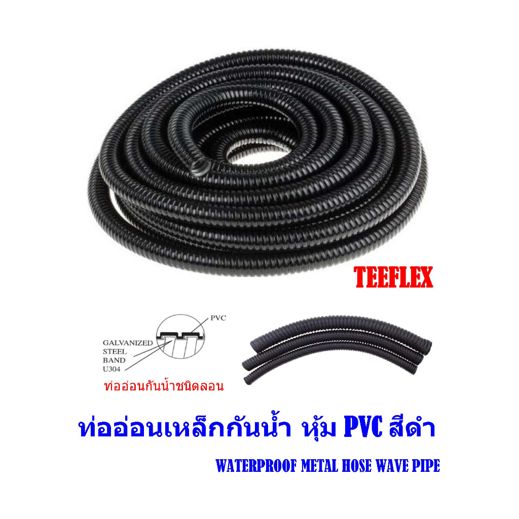 ท่ออ่อนกันเหล็กกันน้ำ TEEFLEX TYPE หุ้มPVC สีดำ ท่ออ่อนกันกันน้ำชนิดลอน ...