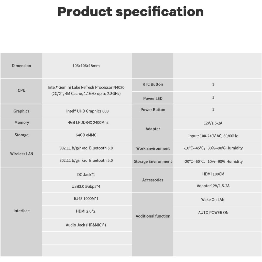 [Official ศูนย์ไทย] Beelink T5 Mini PC, Celeron N4020 Mini Computer ...