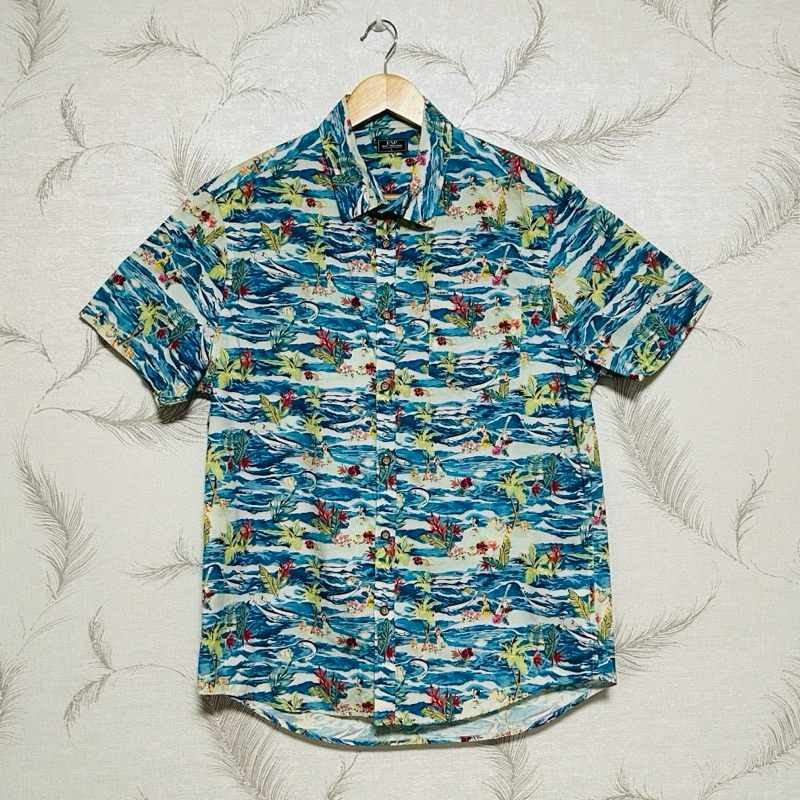 เสื้อฮาวาย สี ฟ้า แบรนด์ ESP Size L อก 42 ยาว 29 | Shopee Thailand