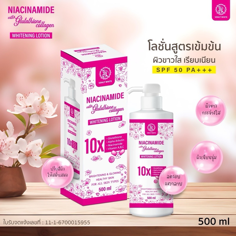 NIA CINAMIDE Collagen LOTION 500mlไนอะซินาโมด์ คอลลาเจน โลชั่น กล่อง ...