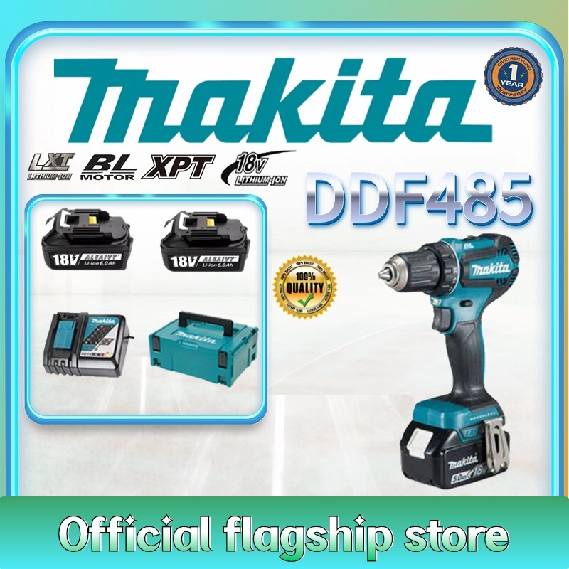 makita DDF485 สว่านกระแทกไฟฟ้าไร้แปรงถ่าน 18V, ไขควงเครื่องมือไฟฟ้าไร้ ...