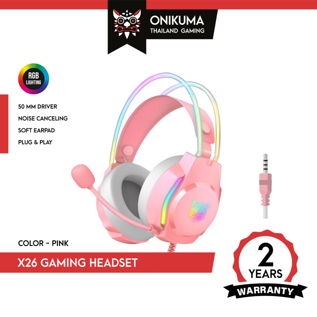 ONIKUMA X26 Gaming Headset หูฟังเกมมิ่ง 3.5 mm ลำโพงขนาด 50 มม. แสงไฟ RGB ลวดลายสวยงาม | Shopee ...