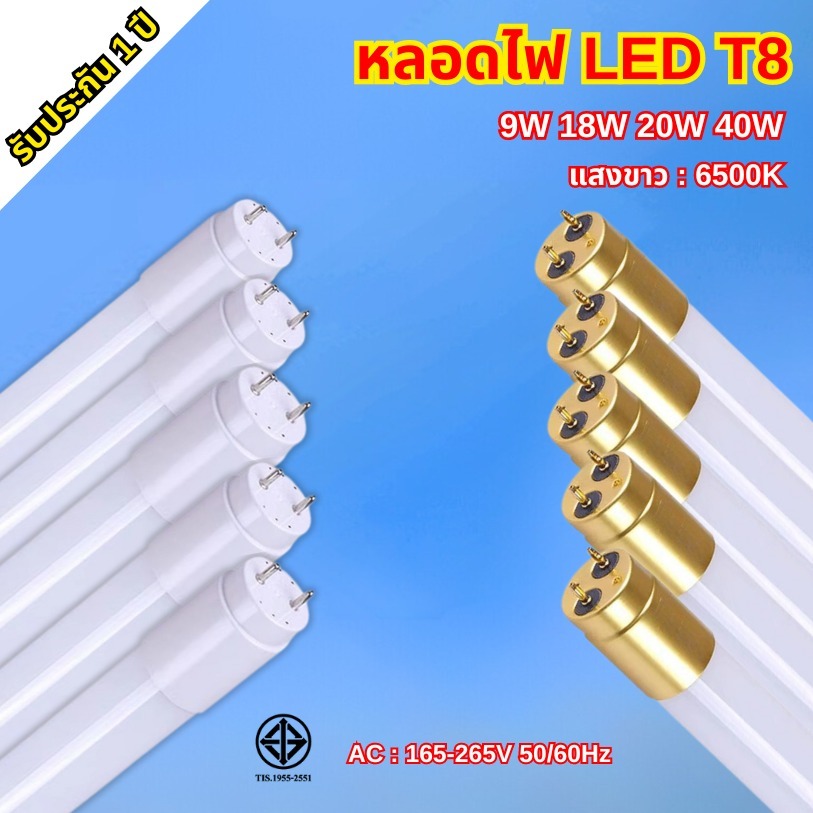 หลอดไฟ ชุดหลอดไฟLED T8 หลอดสั้น/ยาว 9W 18W 20W 40W | Shopee Thailand