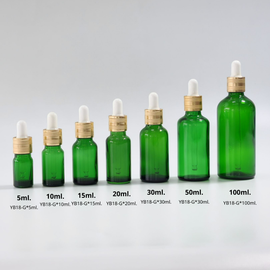 ขวดแก้วพร้อมดรอปเปอร์(ฝาเอสเต้ทอง จุกขาว)ขนาด 5ml 10ml 15ml 20ml 30ml 50ml 100mlหัวบีบหยด ใส่เซ ...