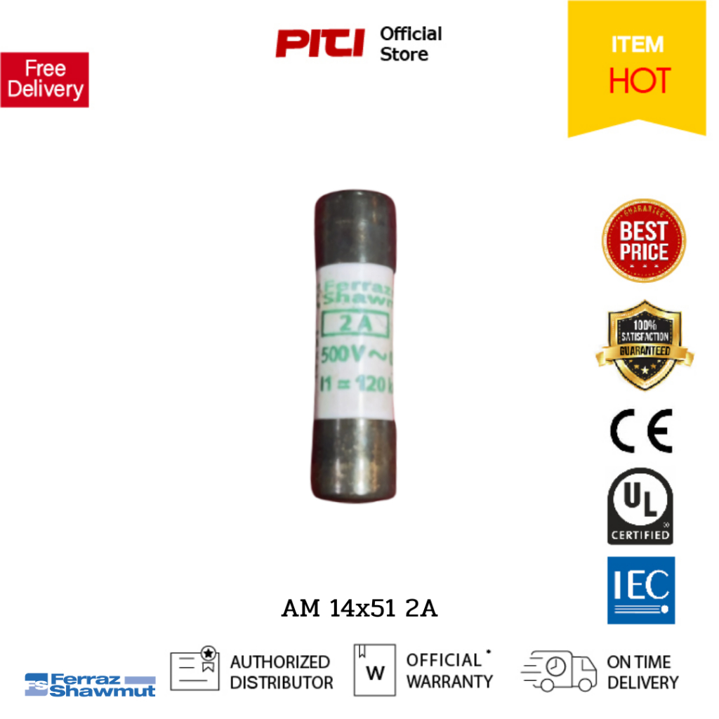 FERRAZ FUSE AM 14x51 2A 500V AC. (สินค้าเก่า) | Shopee Thailand