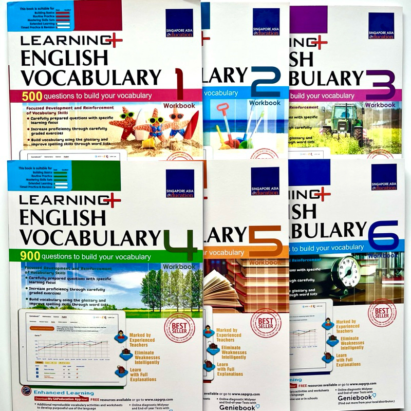 Singapore Learning English Vocabulary Workbook (6 BOOKS SET,Grade1-6 ...