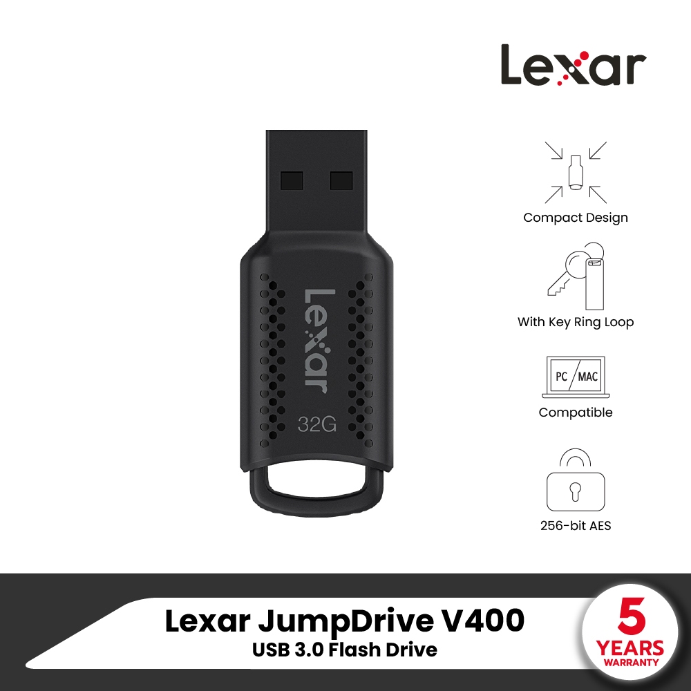 Lexar V400 32GB USB 3.0 Flash Drive (ยูเอสบีแฟลชไดรฟ์) Plug-and-Play ...