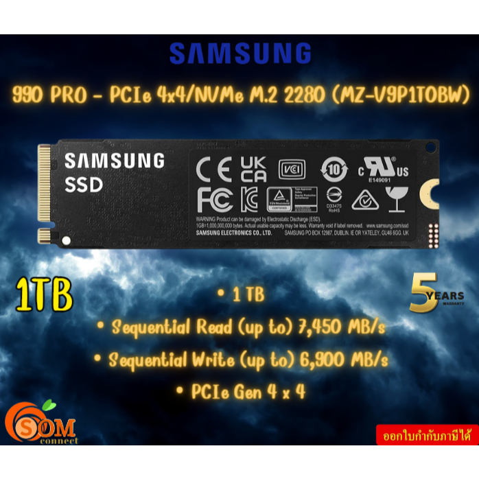 SAMSUNG SSD 990 PRO 1TB - PCIe 4x4/NVMe M.2 2280 (MZ-V9P1T0BW) Read (up ...