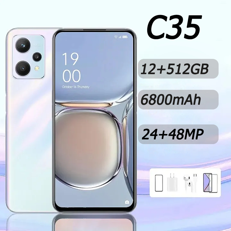โทรศัพท์มือถือนักเรียน C35 กล้อง 48MP 12 + 512GB แบตเตอรี่ 6800mAh 7.0 ...
