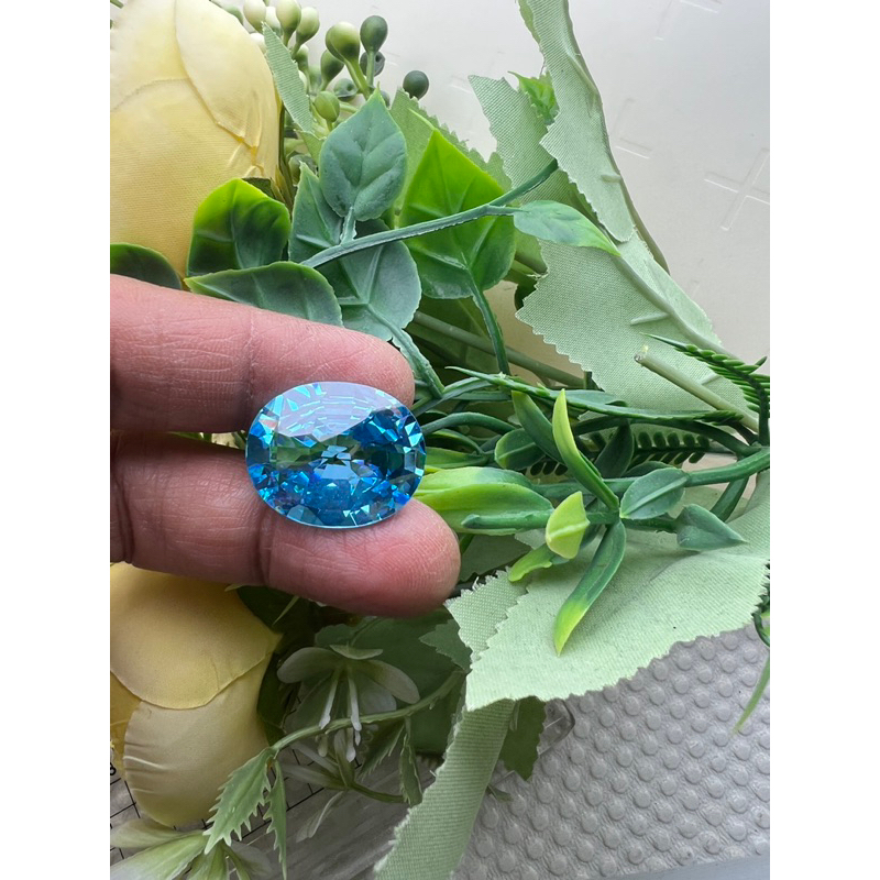 บลูโท แพซ 75 กะรัต (CZ CUBIC ZIRCONIA BLUE TOPAZ) สีบลูโท แพซ พลอย LAB ...