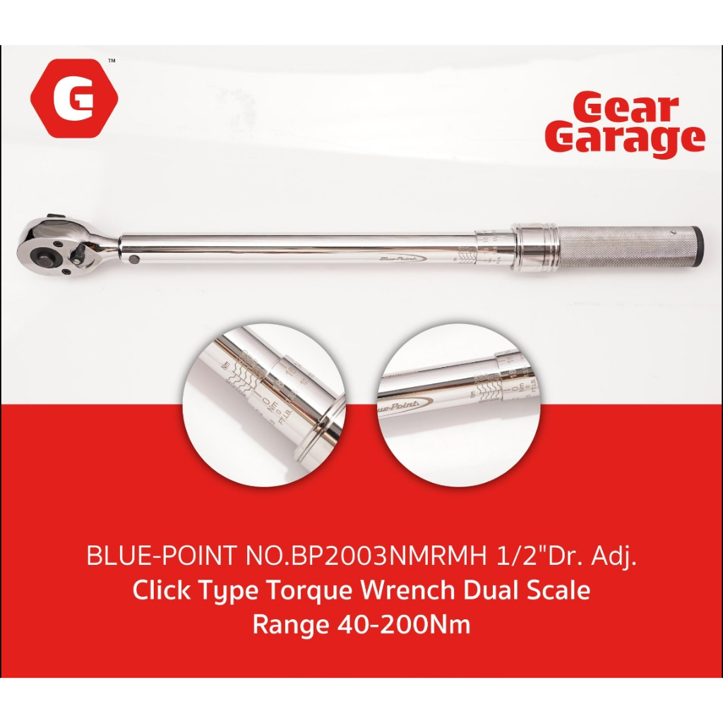 BLUE-POINT NO.BP2003NMRMH 1/2"Dr. Adj. Click Type Torque Wrench Dual ...