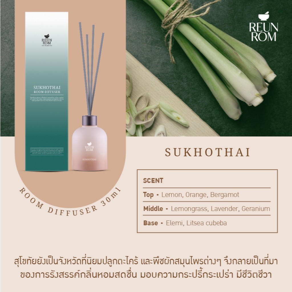 Reunrom รูมดิฟฟิวเซอร์ 30ml รื่นรมย์ สุโขทัย | Shopee Thailand
