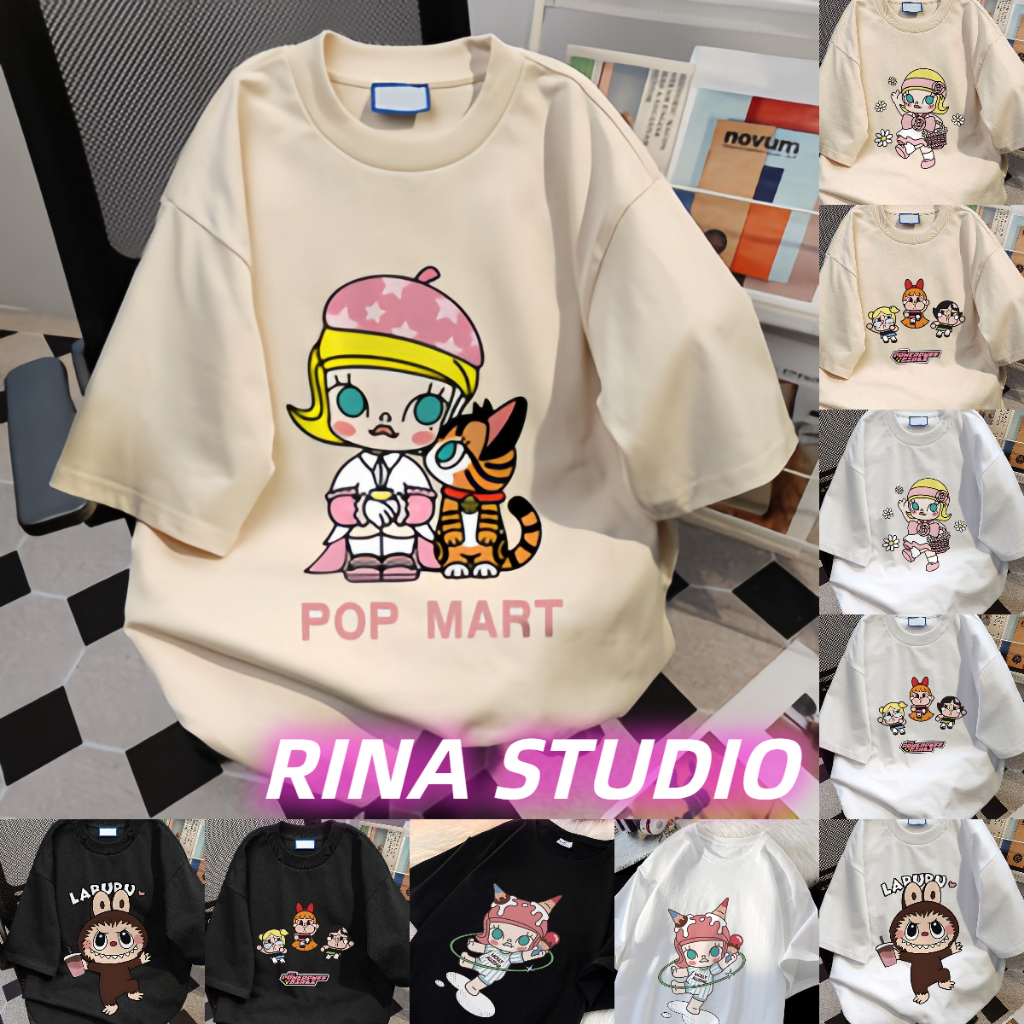 🔥พร้อมส่ง&COD🔥RINA STUDIO popmart molly เสื้อยืดcotton100 โอเวอร์ไซส์ ...