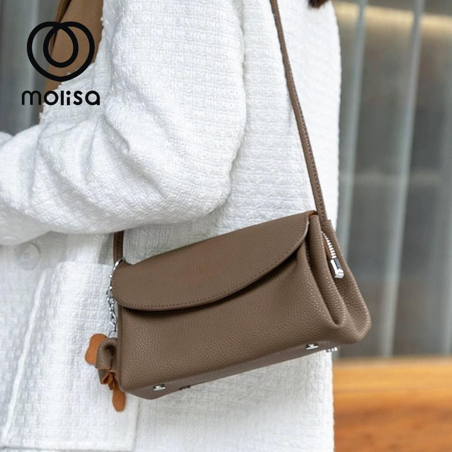 Molisa กระเป๋าสะพายข้าง หนังวัว สายปรับได้ A002# กระเป๋าหนัง | Shopee ...