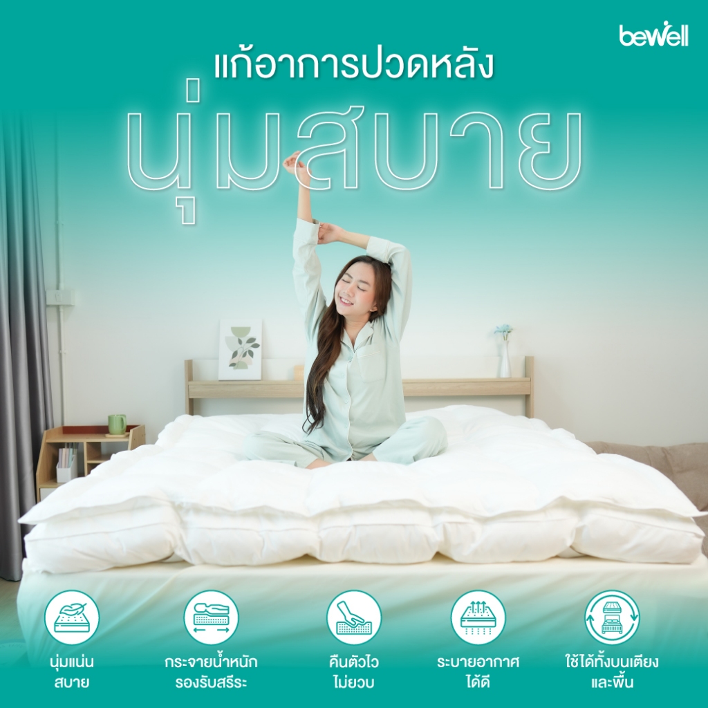 Bewell Topper รุ่น CloudFill ความหนา 3 ระดับ ท็อปเปอร์เส้นใยเพื่อสุขภาพ นุ่มสบาย ลดอาการปวดหลัง ...