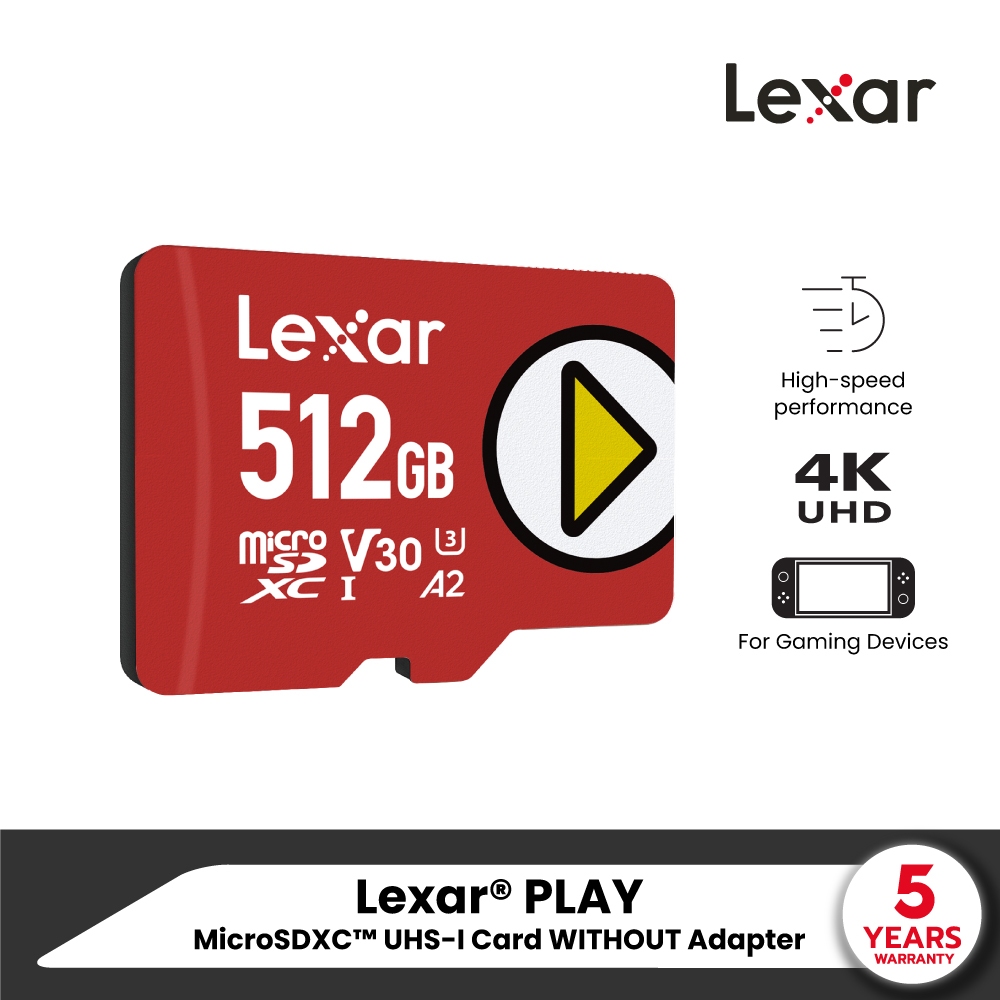 Lexar PLAY MicroSD 512GB UHS-I U3 V30 (ไมโครเอสดีการ์ด) RW160/100MB/s ...